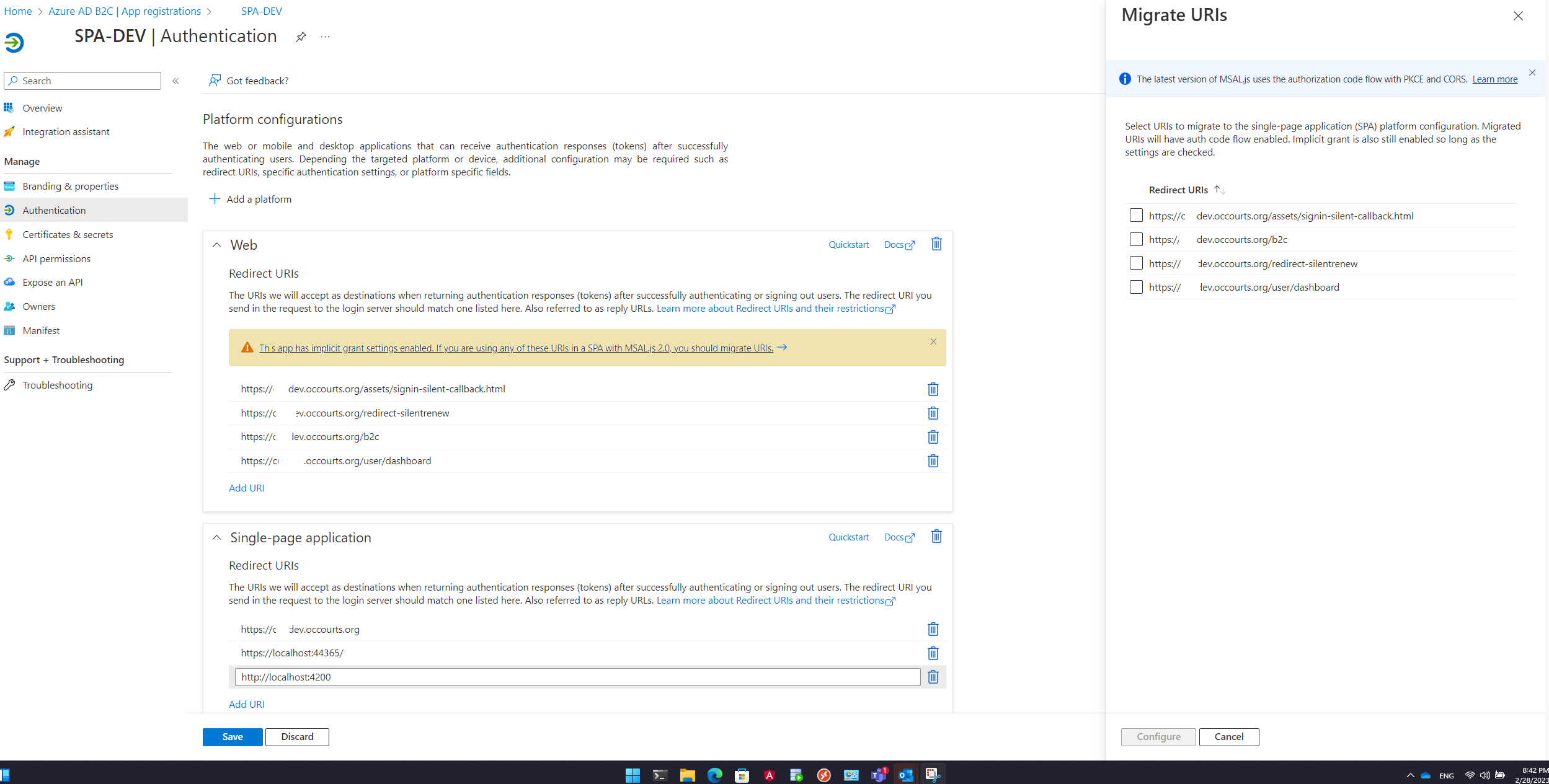 Using Msal Angular To Authenticate A User Against Azure Adb2c Via Authorization Code Flow With